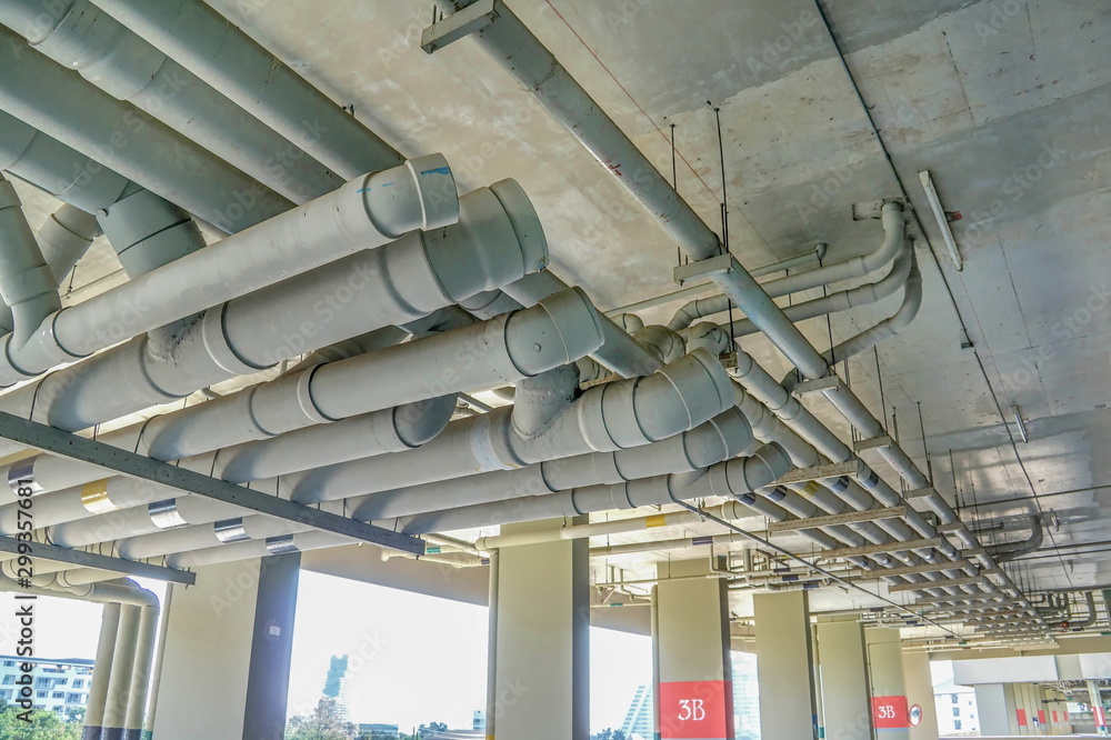 Water pipe system. Pumping systems for industrial plants. Construction ...