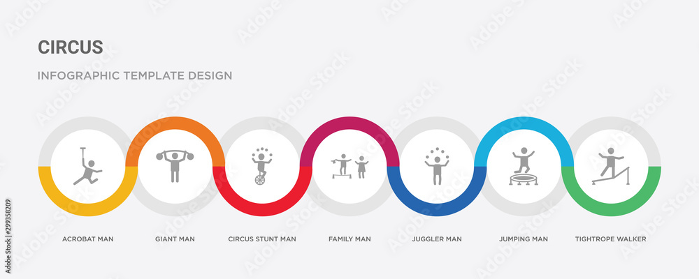 Vetor de 7 filled icon set with colorful infographic template included ...