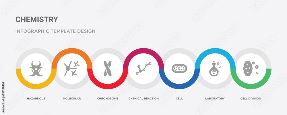 7 filled icon set with colorful infographic template included cell ...