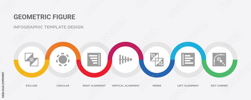 7 filled icon set with colorful infographic template included edit ...