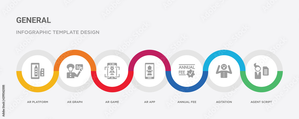 Vetor de 7 filled icon set with colorful infographic template included ...
