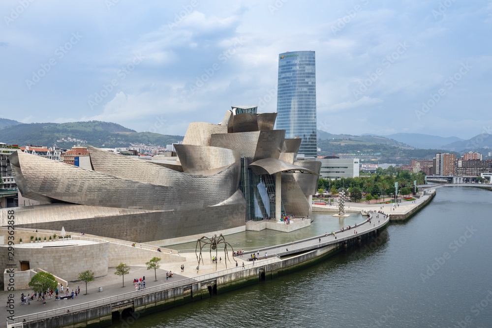 BILBAO, SPAIN - AUGUST 26, 2019: Cityscape of Guggenheim Museum in ...