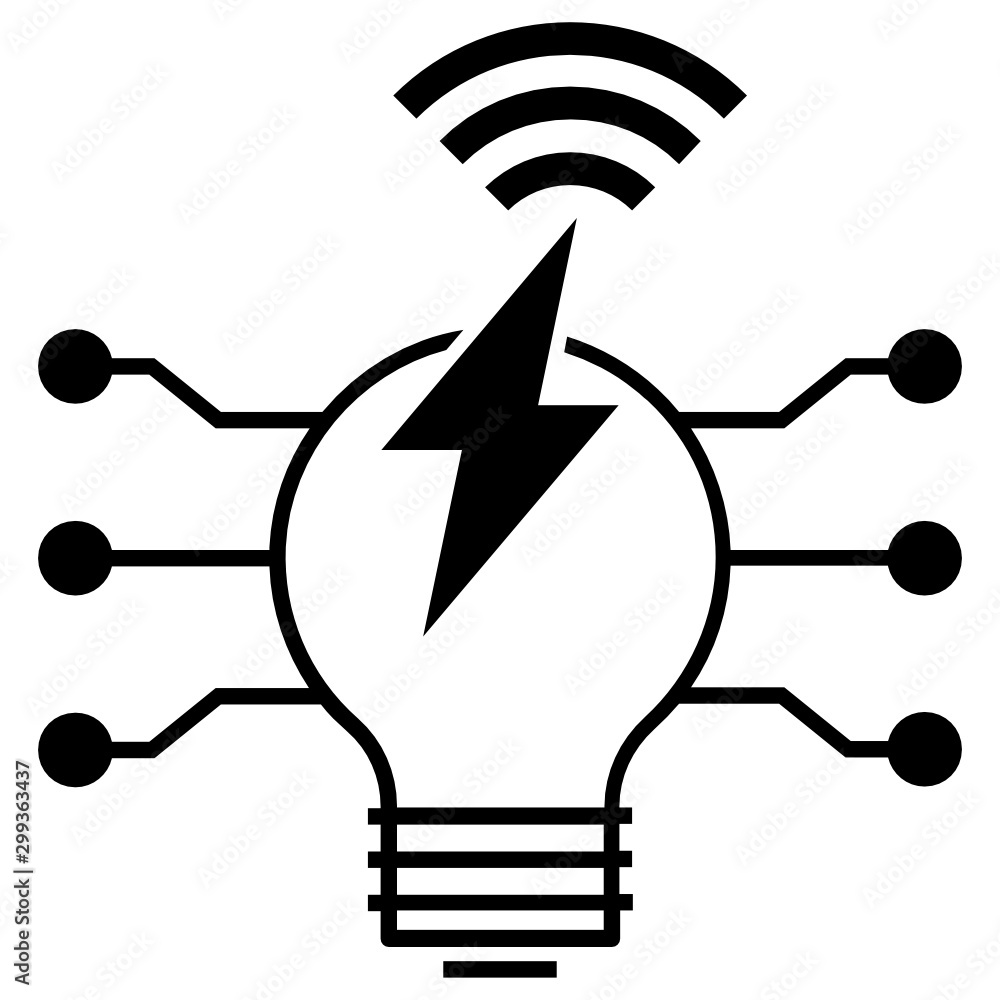 Energy consumption efficiency, smart lighting Iot Powered Vector ...