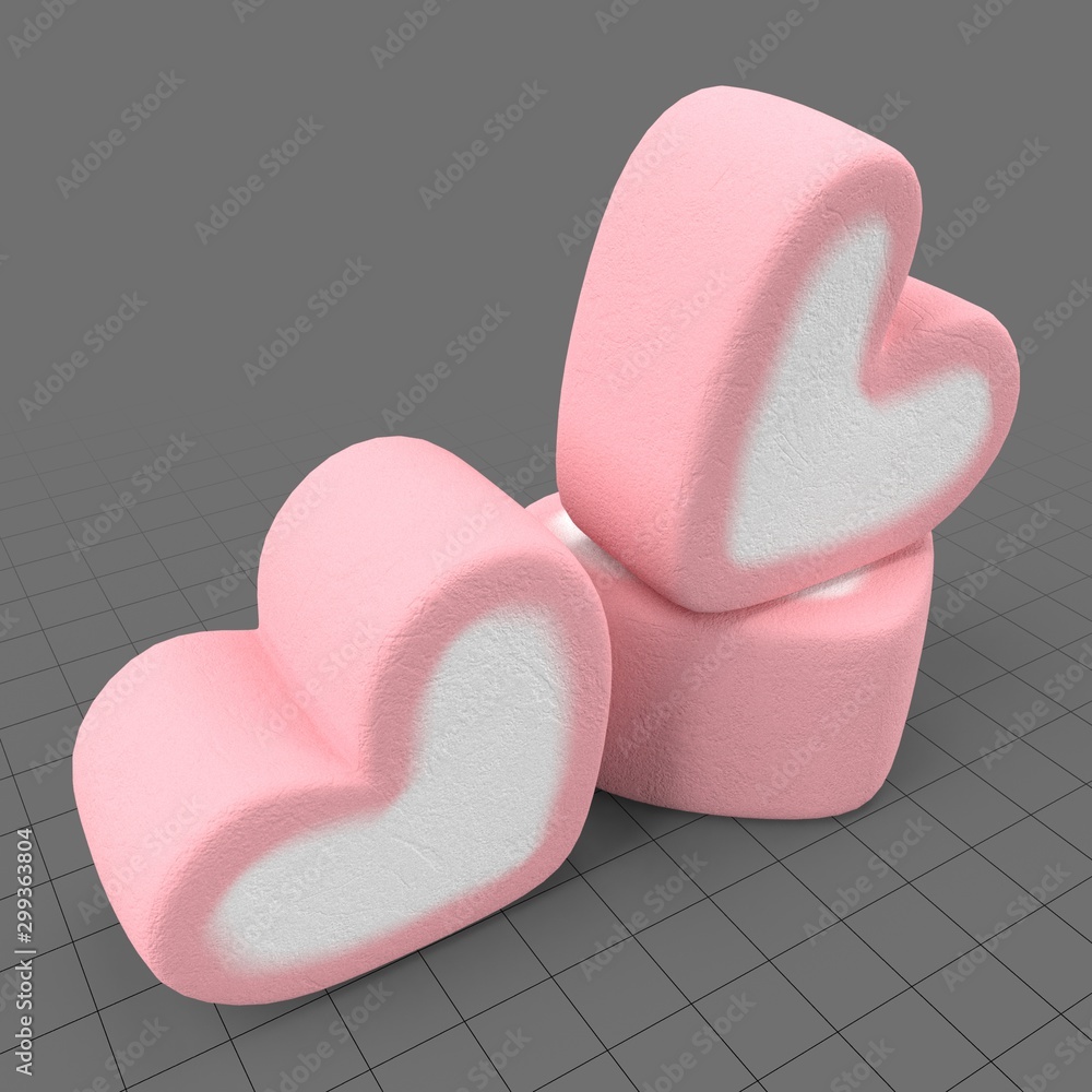 Heart shaped marshmallows Stock 3D asset | Adobe Stock