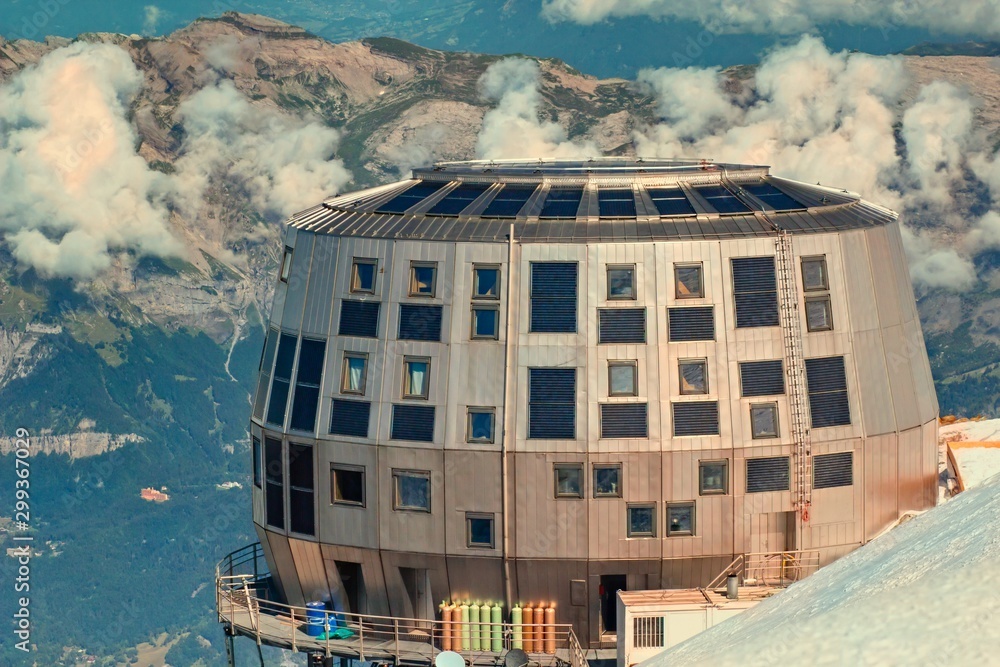 Sunset panoramic view of Mont Blanc, Refuge Du Gouter 3835 m, The ...