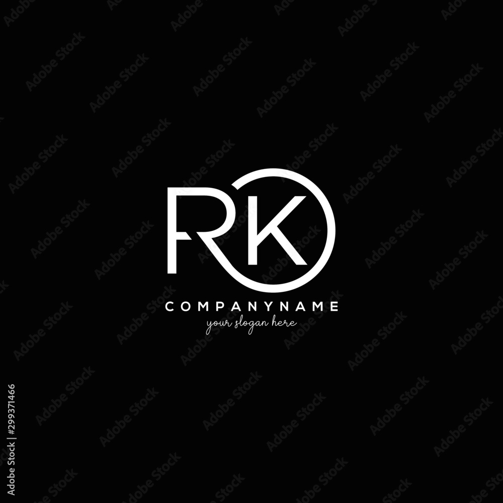 Initial Letter RK Logo With circle Template Vector. Stock Vector ...