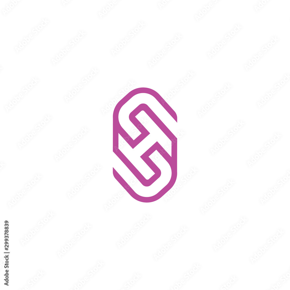 Initial Letter SH line logo overlap design vector template Stock Vector ...