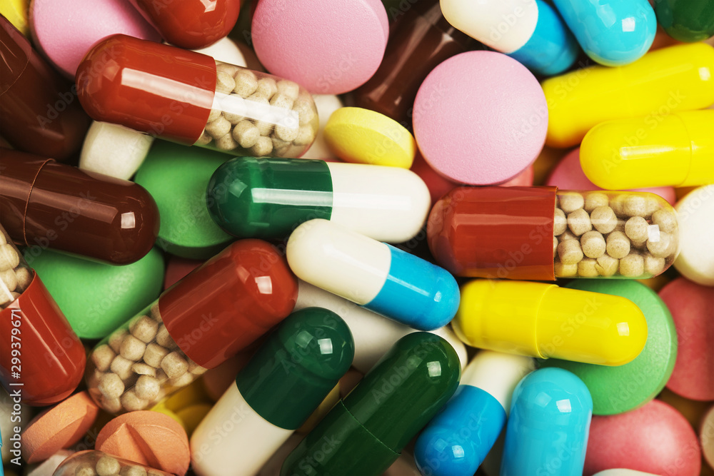 Heap of medical pills . Images for the pharmaceutical industry. The ...