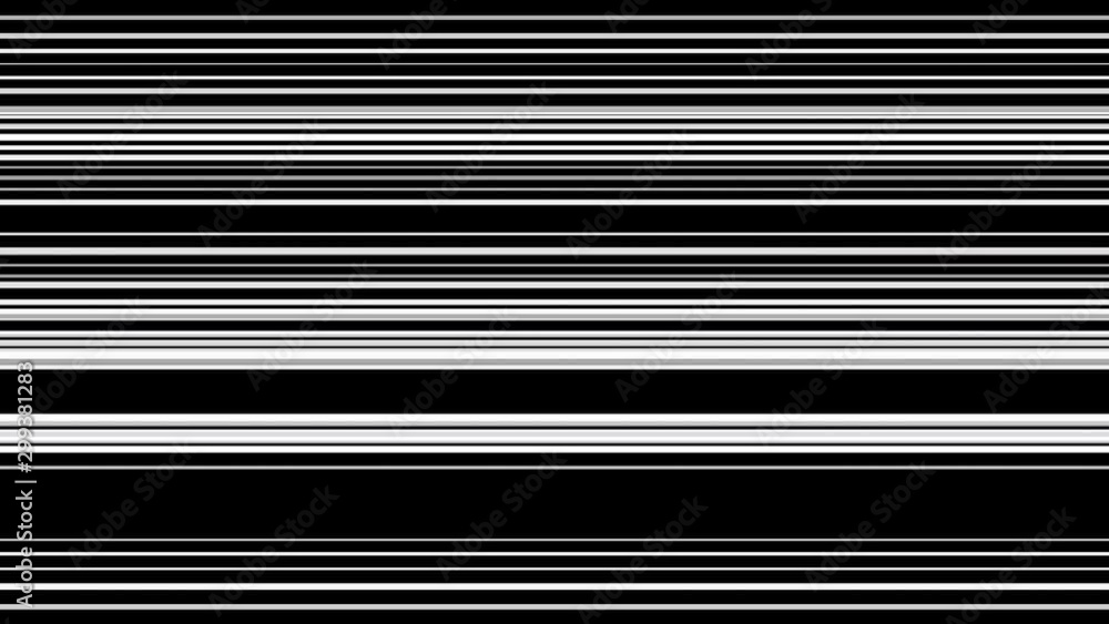 Monochrome flashing neon lines in many horizontal straight rows flowing ...