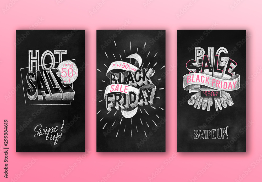 Set of 6 Social Media Instagram Post and Story Layouts with Hand Drawn ...