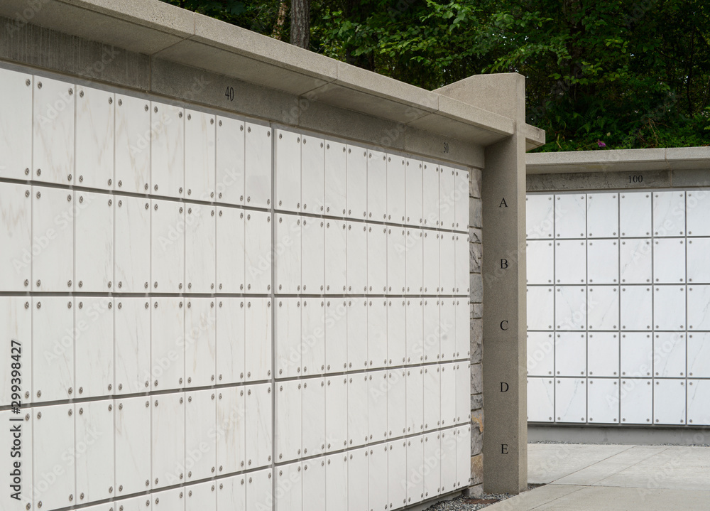 Emtpy veteran columbarium memorial wall at cemetery Stock Photo | Adobe ...