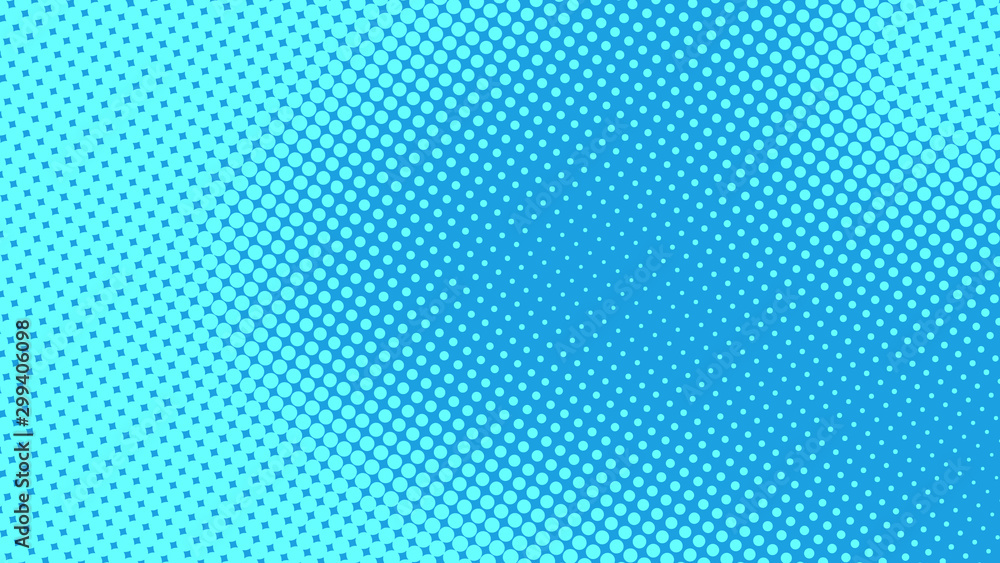 Blue pop art background in retro comic style with halftone dots design ...