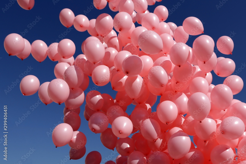 Hundreds of pink balloons Stock Photo | Adobe Stock