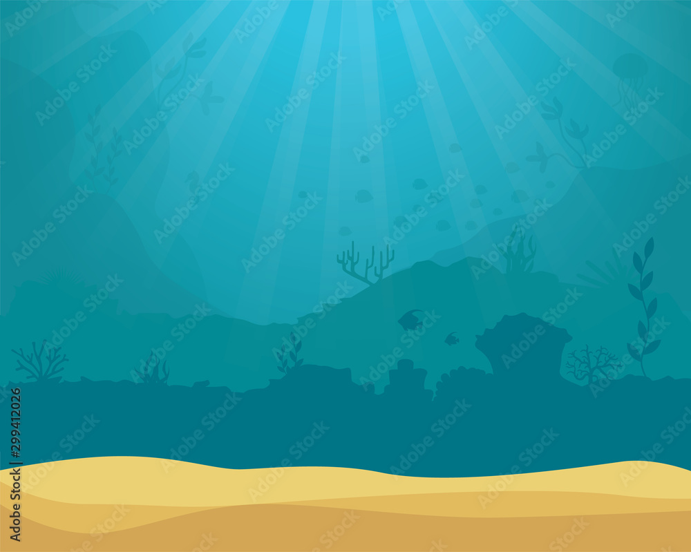 vector background - underwater ocean scene Stock Vector | Adobe Stock