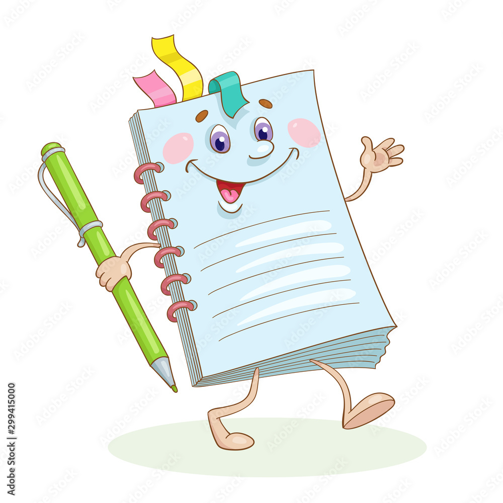 Cartoon Notebook And Pencil