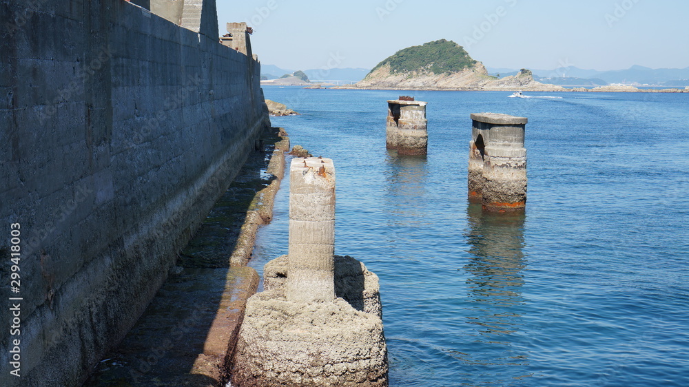 Gunkanjima is an abandoned city of a coal miners on the Hashima island ...