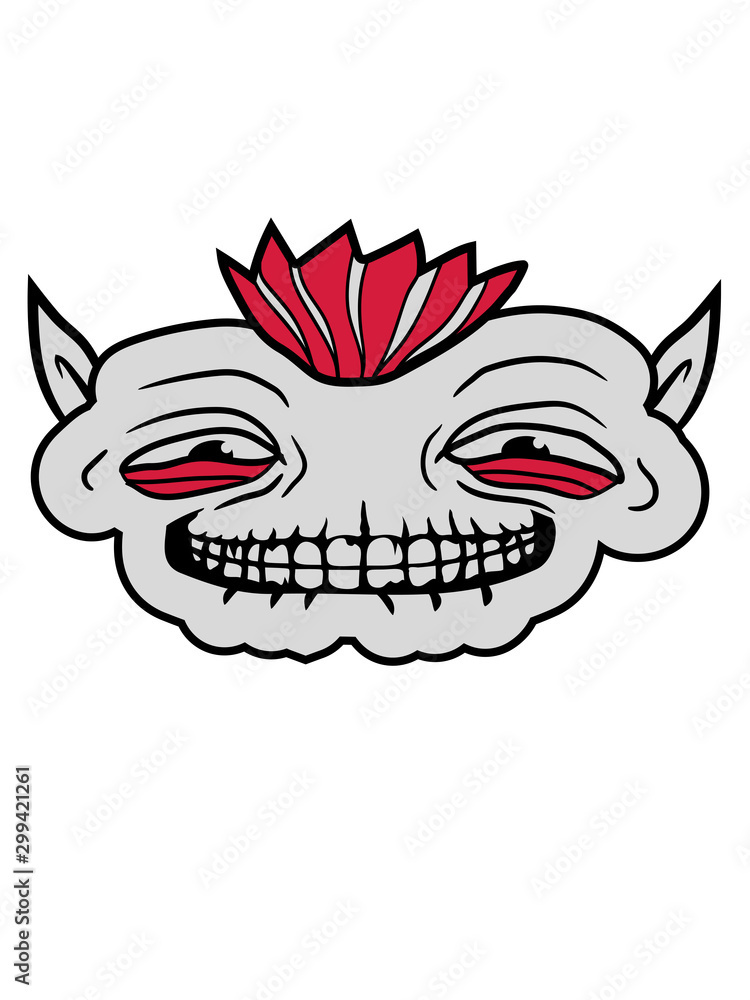 troll kobold kopf halloween monster gesicht horror gruselig böse zähne ...