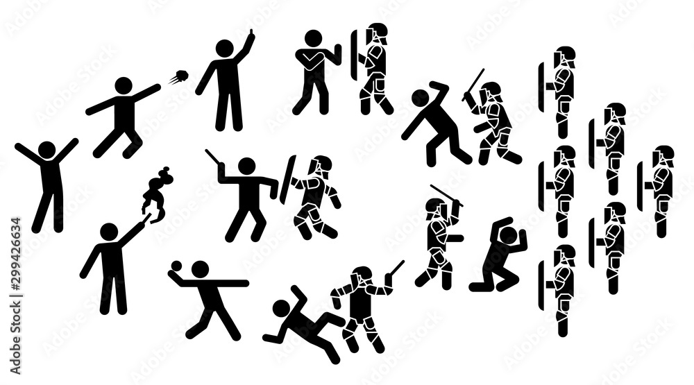 Police special forces. Set of icons that represent confrontation ...