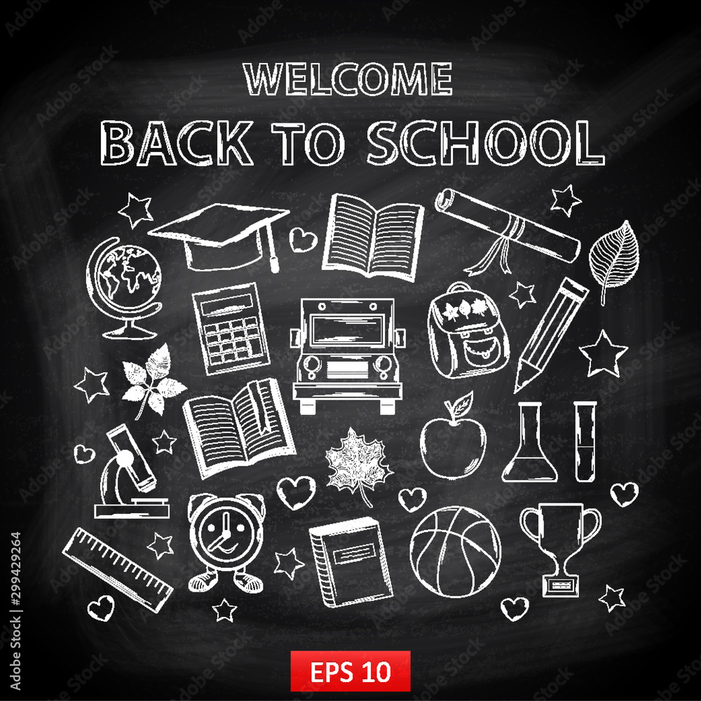 Chalk board Welcome back to school Stock Vector | Adobe Stock