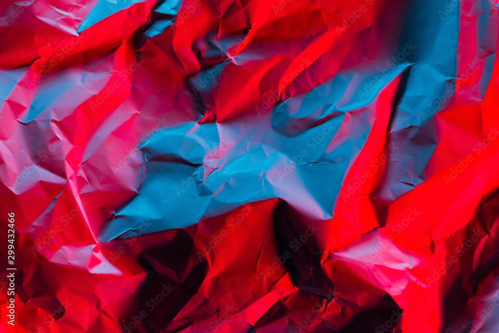 Crushed paper background in vibrant bold gradient holographic neon ...