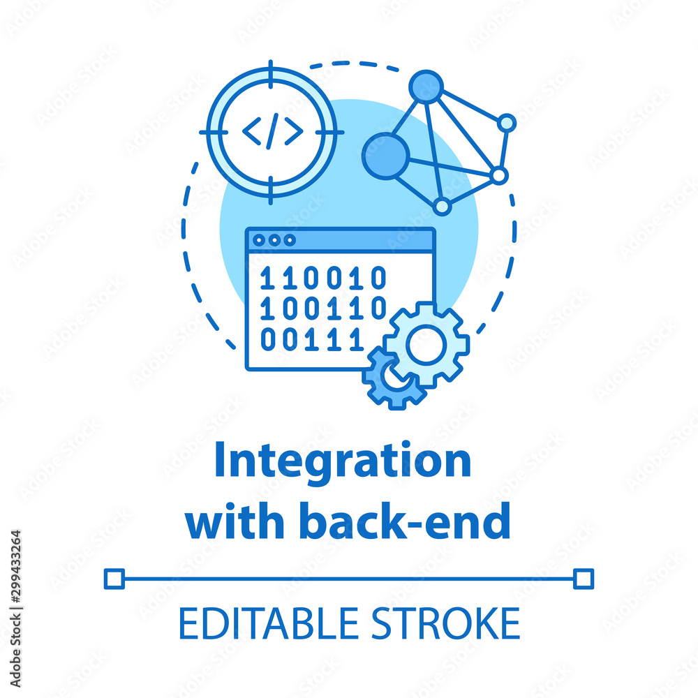 Integration with back-end concept icon. Software development kit idea ...