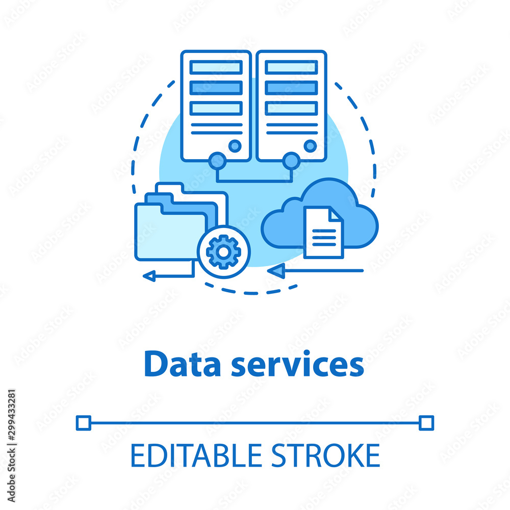 Data services concept icon. Managing user information idea thin line ...
