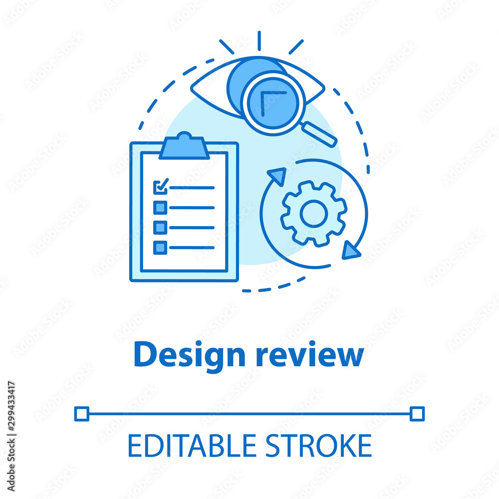 Design review concept icon. Data research and analysis idea thin line ...