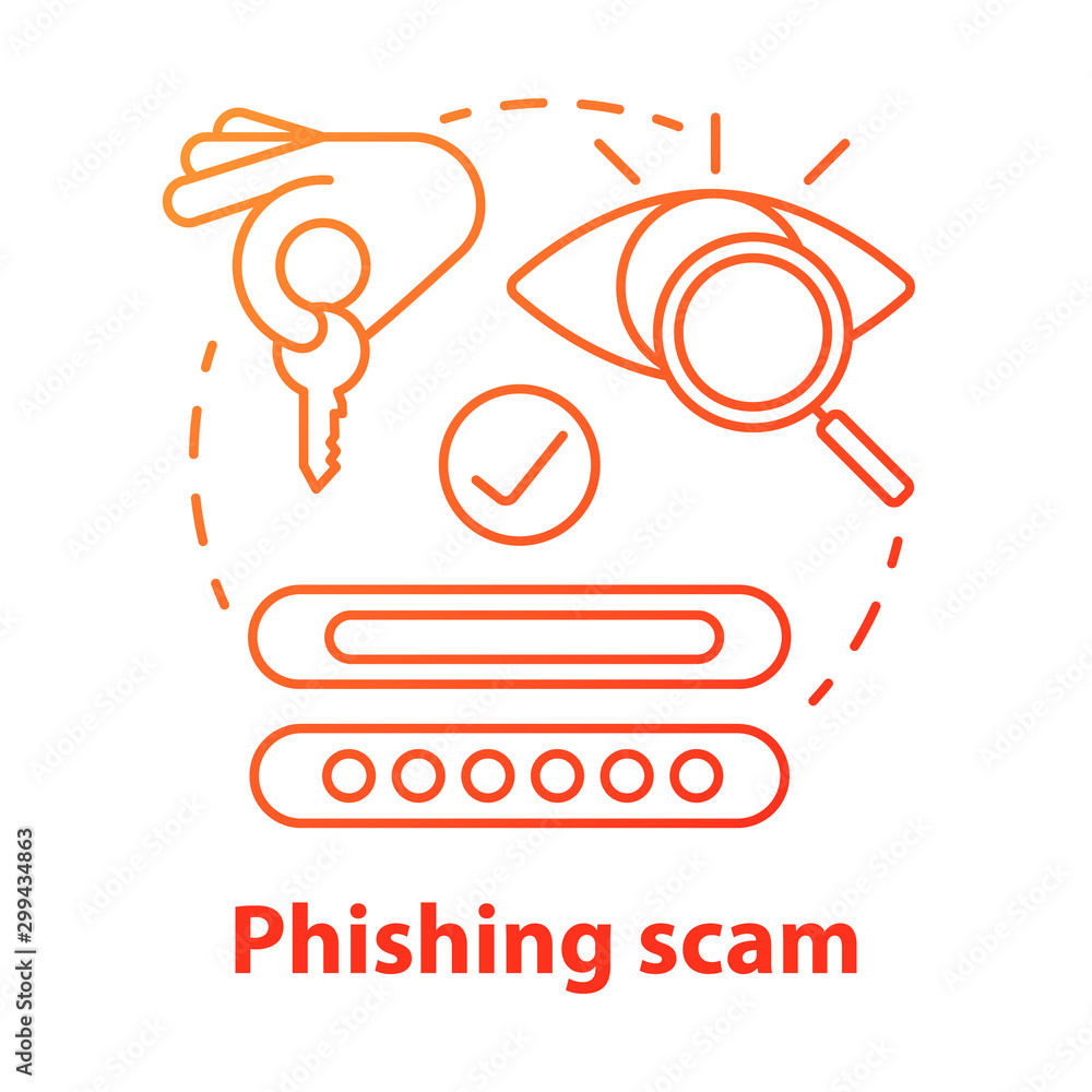 Vetor de Phishing scam concept icon. Authorization. Internet security ...