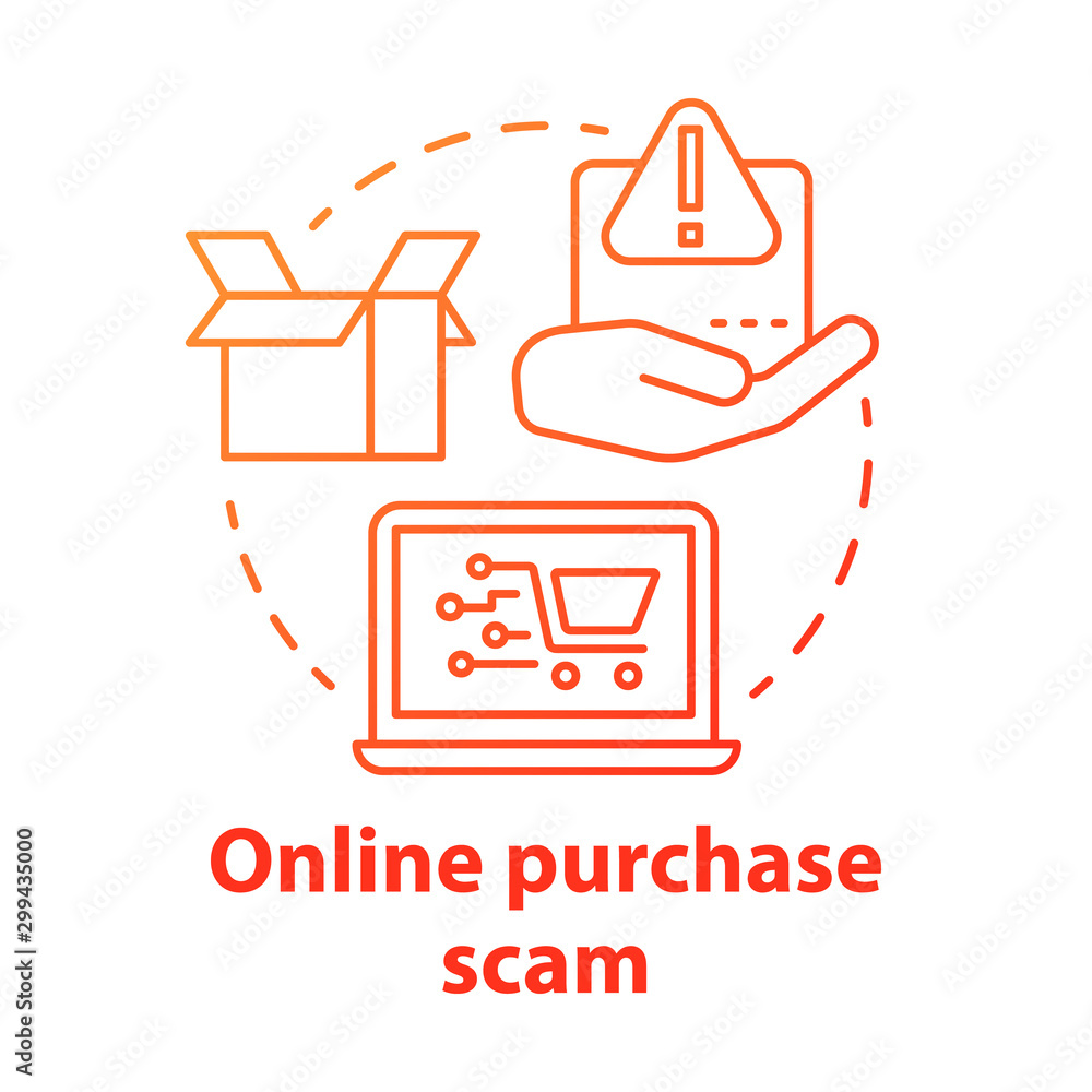 Online purchase scam concept icon. Identity and money theft via ...