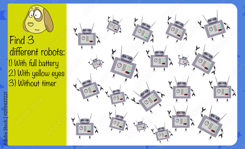 Find different objects. Children education game, iq test, brain ...