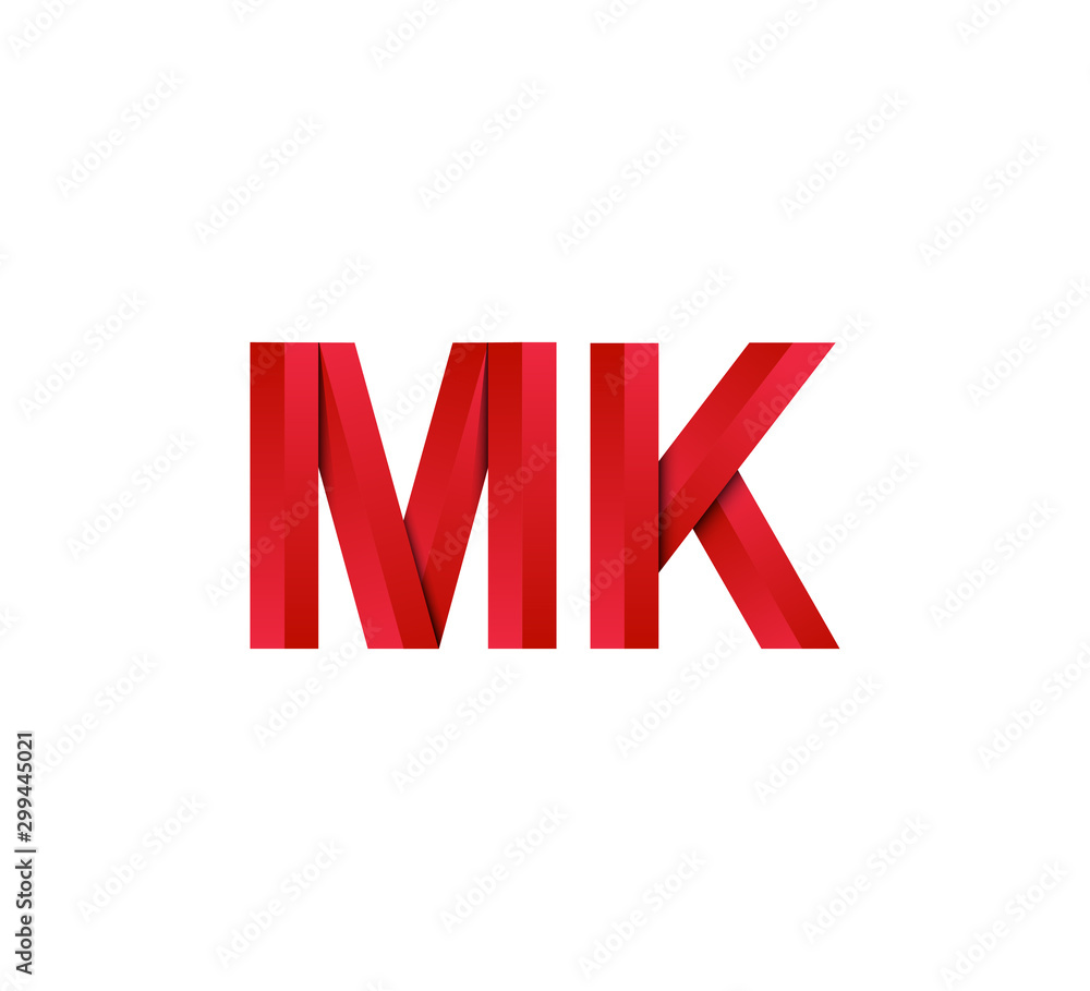 Initial two letter red 3D logo vector MK Stock Vector | Adobe Stock