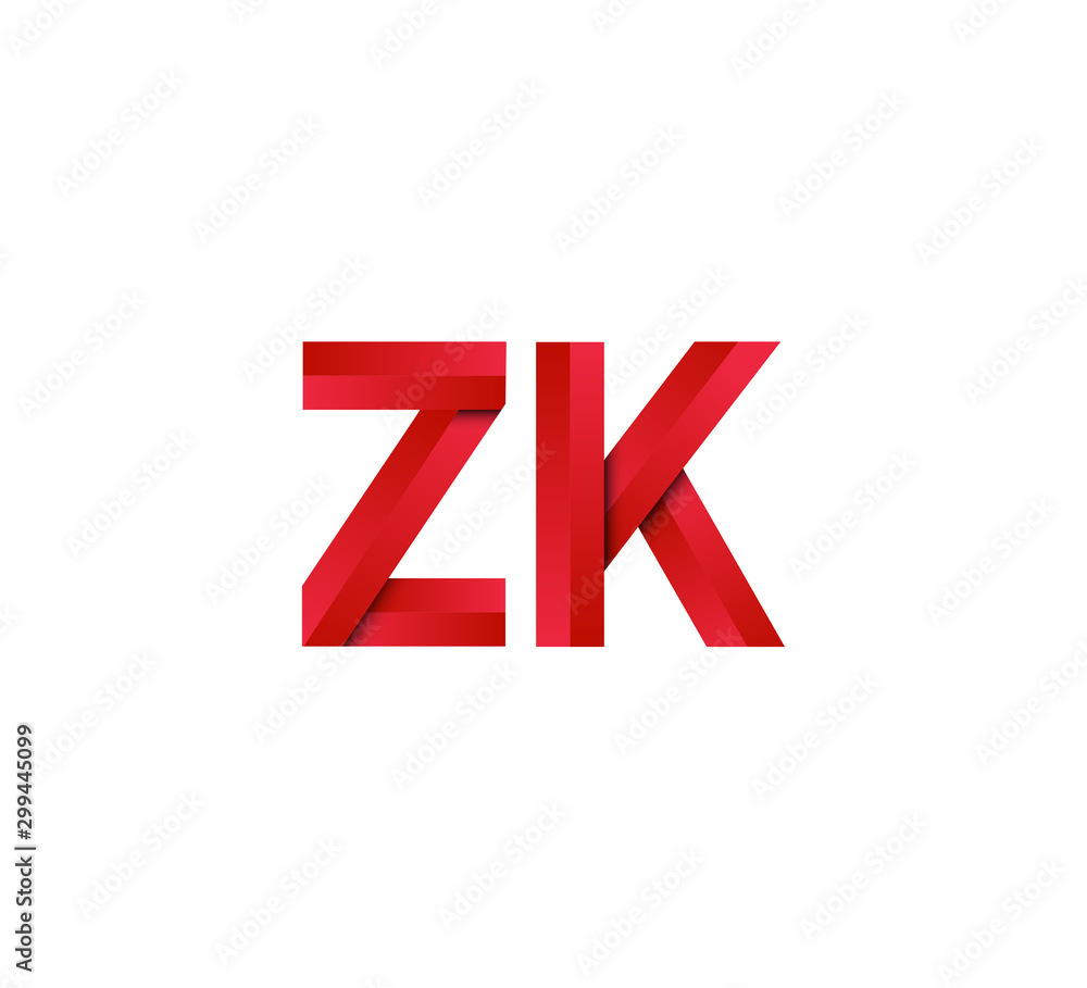 Initial two letter red 3D logo vector ZK Stock Vector | Adobe Stock