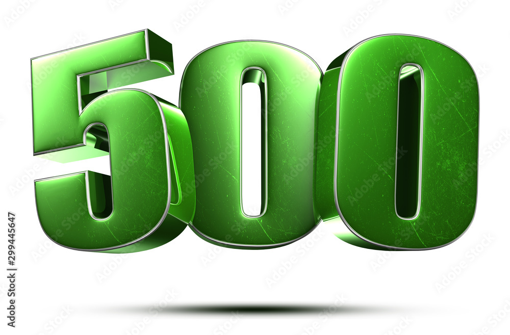 500 3d numbers green on white background.(with Clipping Path). Stock ...