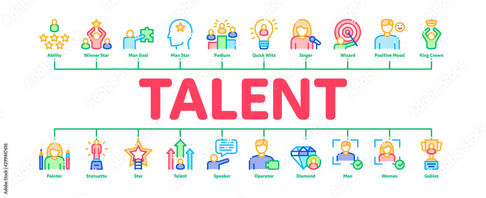 Human Talent Minimal Infographic Web Banner Vector. Idea And Target ...