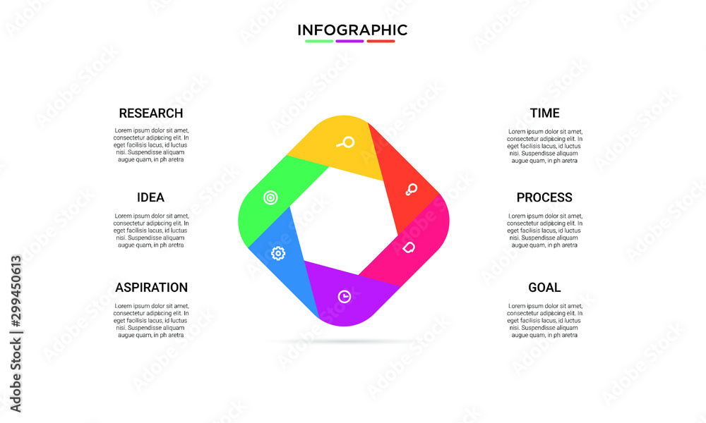 set hexagon color Infographic stack chart design with icons and options ...