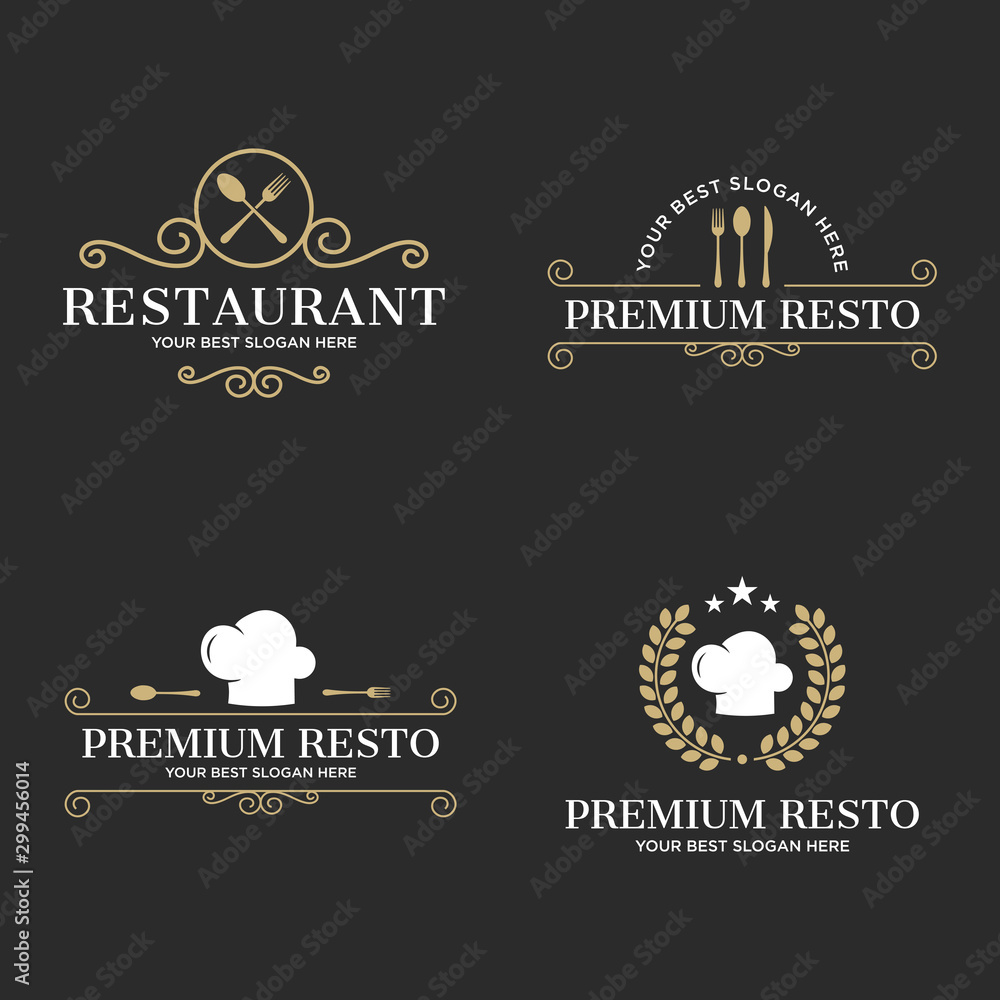 set of luxury restaurant logo design, vector illustration concept Stock ...