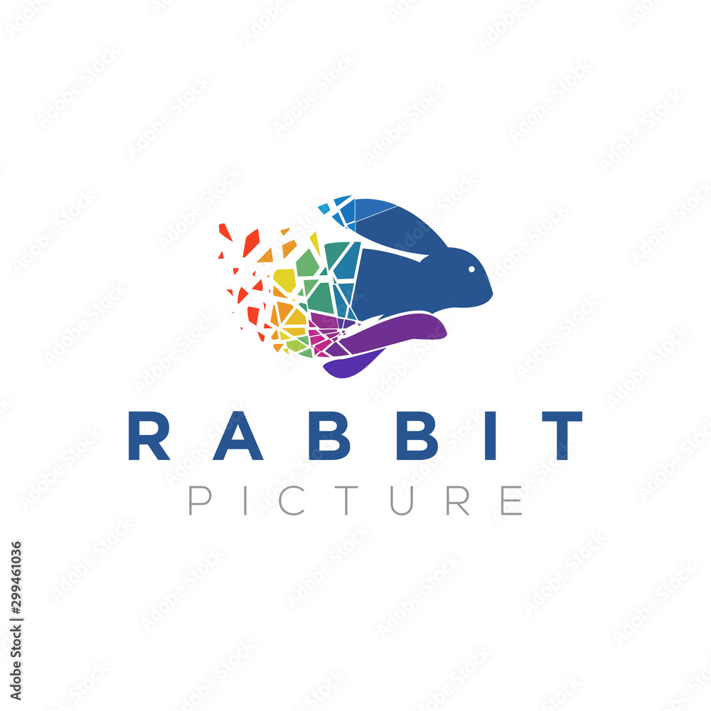 Rabbit bunny modern digital logo icon design mosaic abstract colorful ...