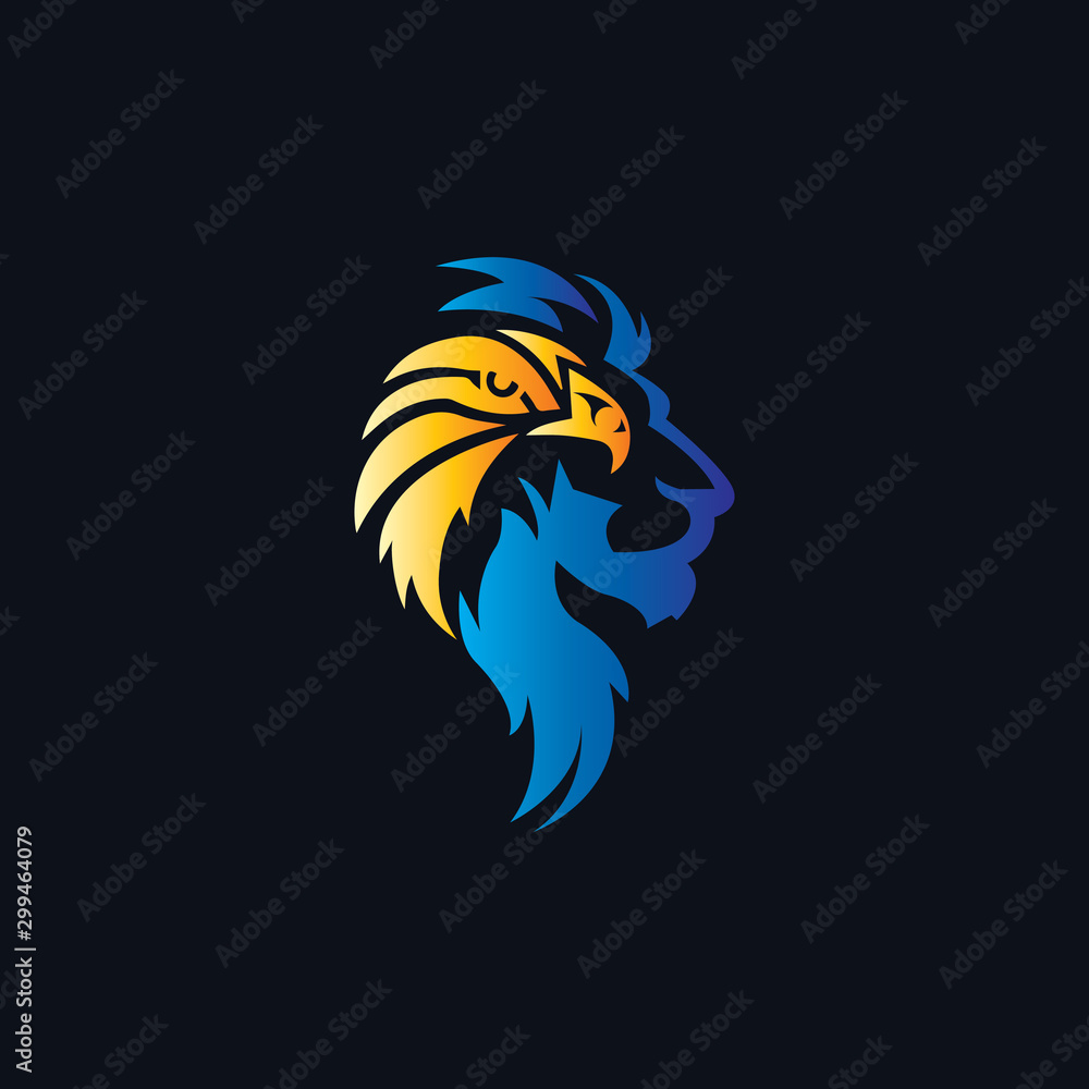 lion face and eagle negative space logo and abstract logo Stock Vector | Adobe Stock