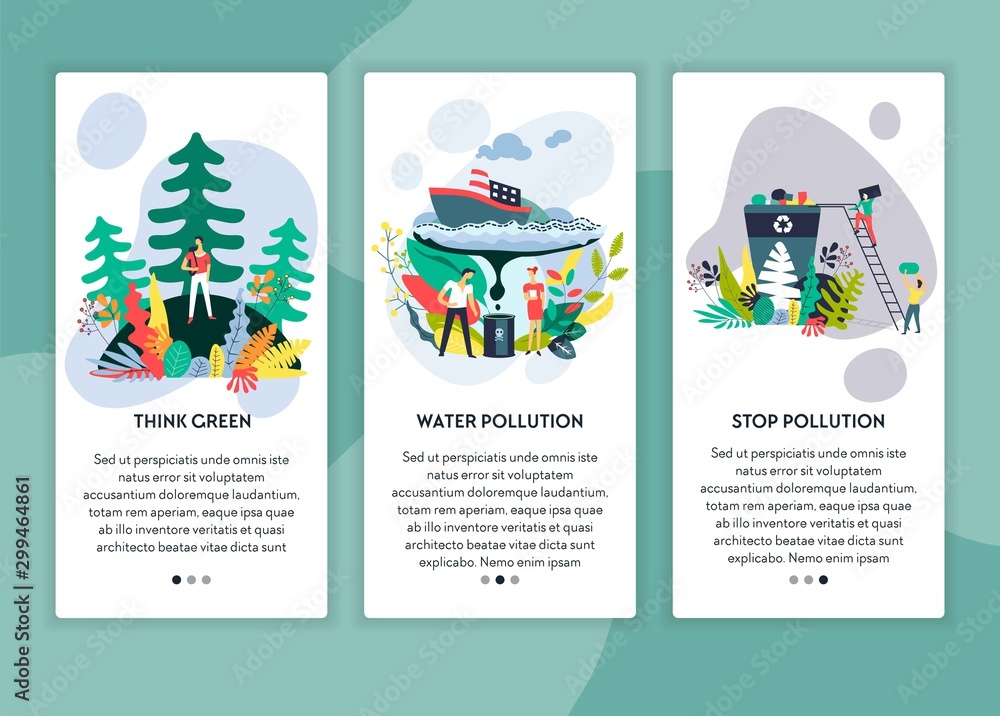Think green water pollution and stop contamination web pages templates ...