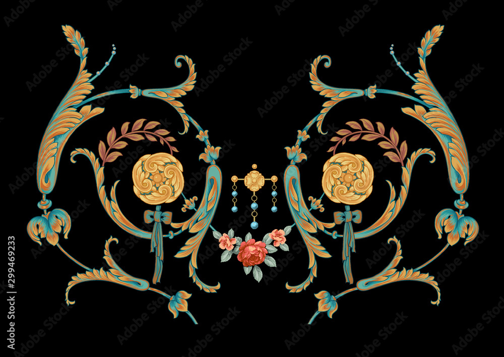 Decorative elegant luxury design.Vintage elements in baroque, rococo ...