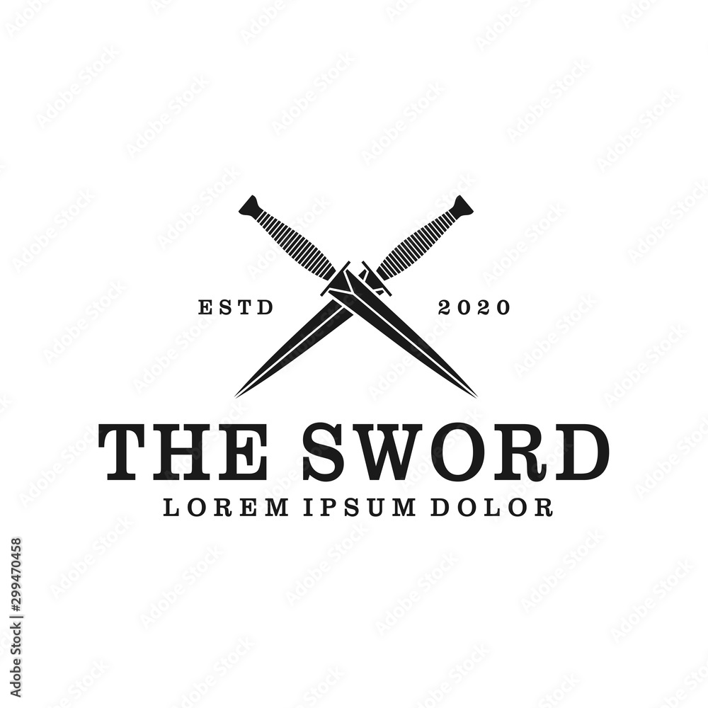 Sword dagger logo design, sharp weapon blade hunting medieval battle ...