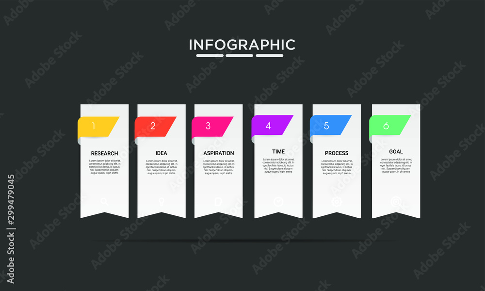 Vector Infographic stack chart design with icons and 6 options or steps ...
