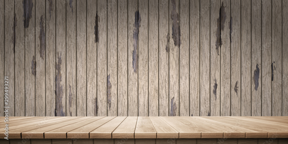 Colorful wooden platform background: wood wall. ( 3D rendering computer ...