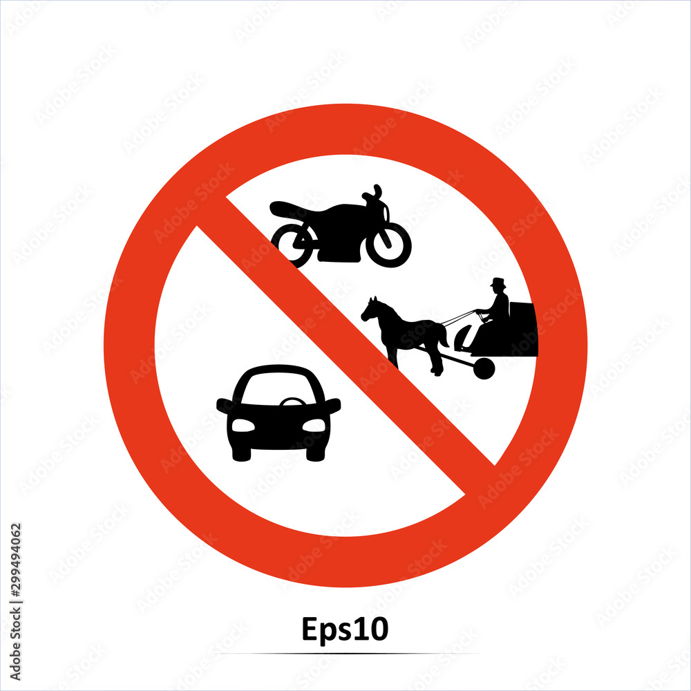 Prohibit Car, Animal, Cart and Motorcycle Symbols Sign,Vector ...