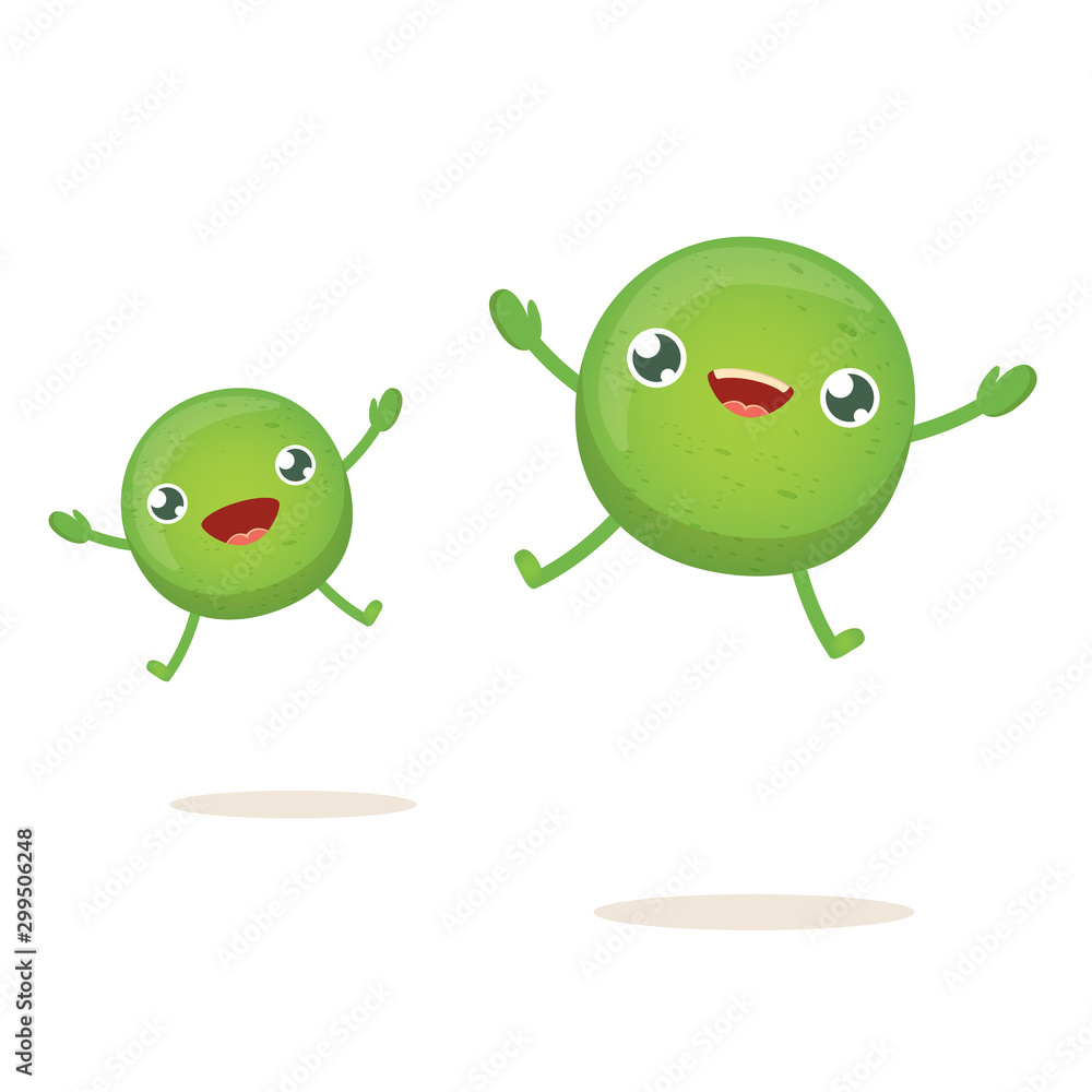 cartoon happy tiny baby pea character isolated on white background ...