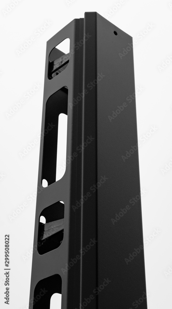 Cable management section of a data communications cabinet showing the ...