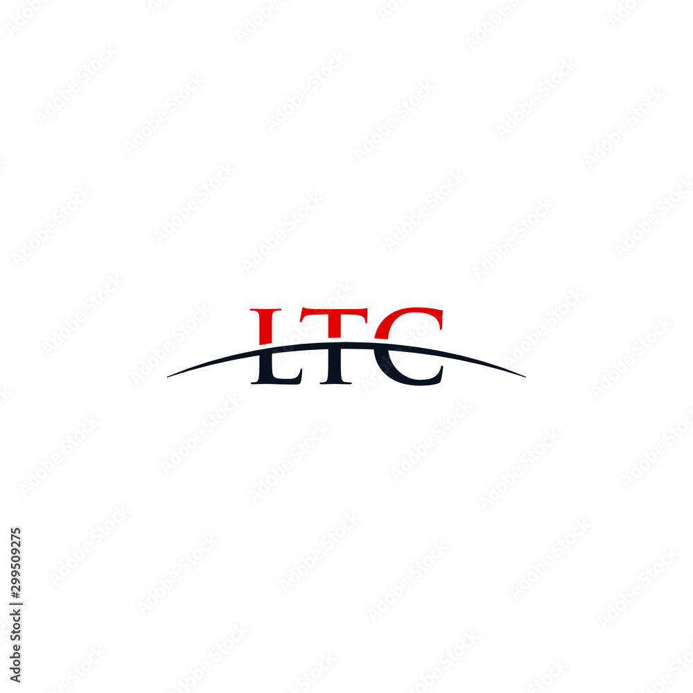 Initial letter LTC, overlapping movement swoosh horizon logo company ...