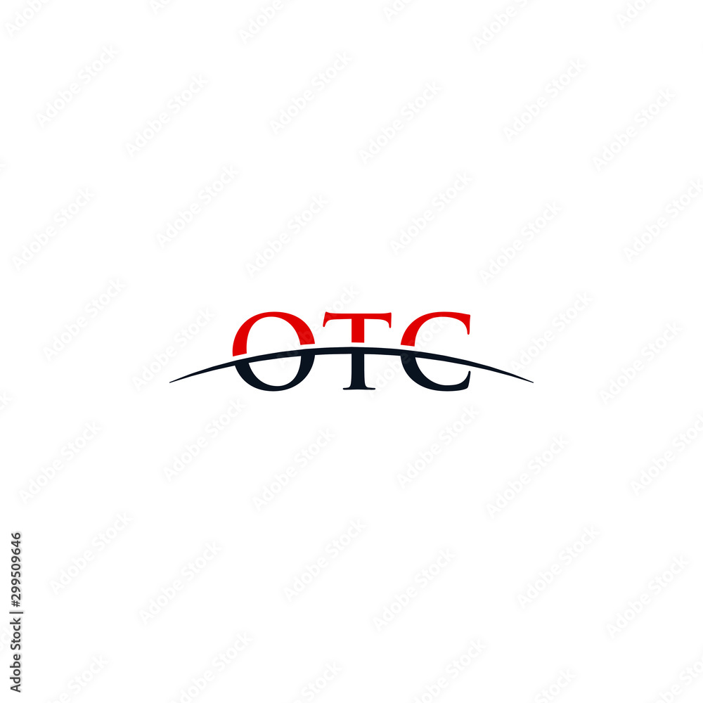 Initial letter OTC, overlapping movement swoosh horizon logo company ...
