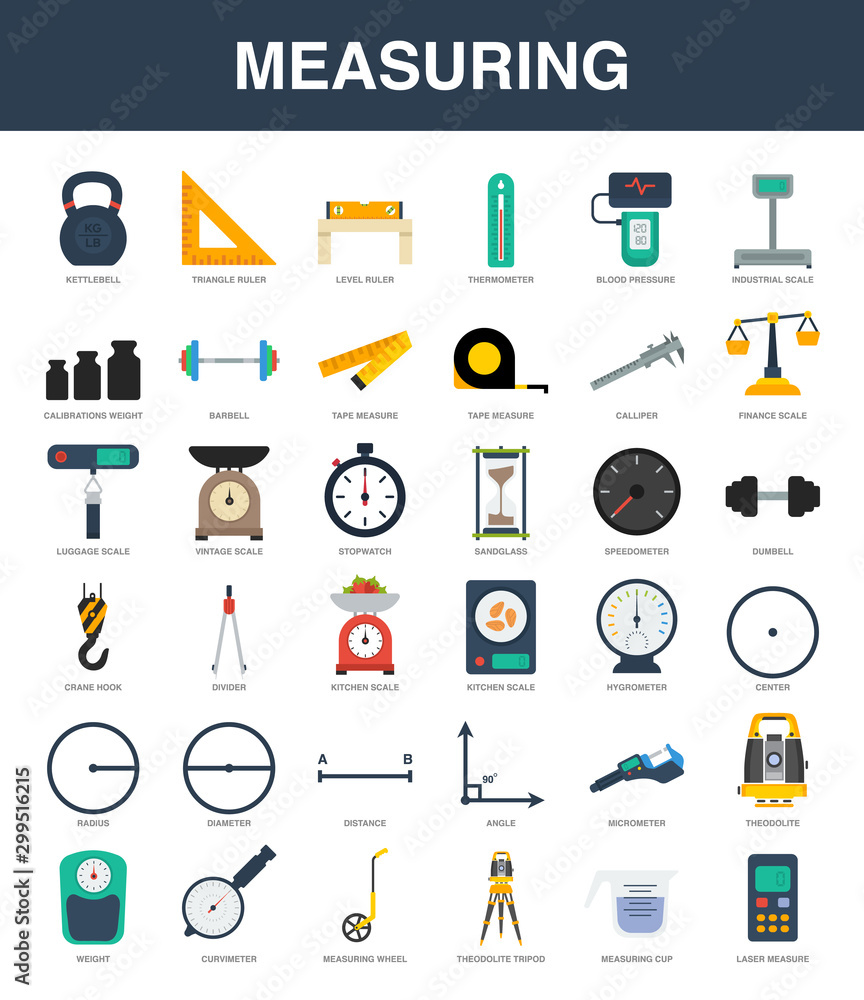 Measuring 36 flat icon set. You can be used these icons for several ...