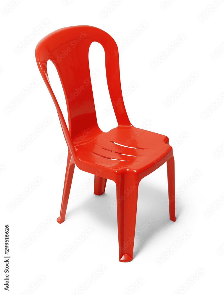 Red plastic chair isolated on white background with clipping path Stock ...